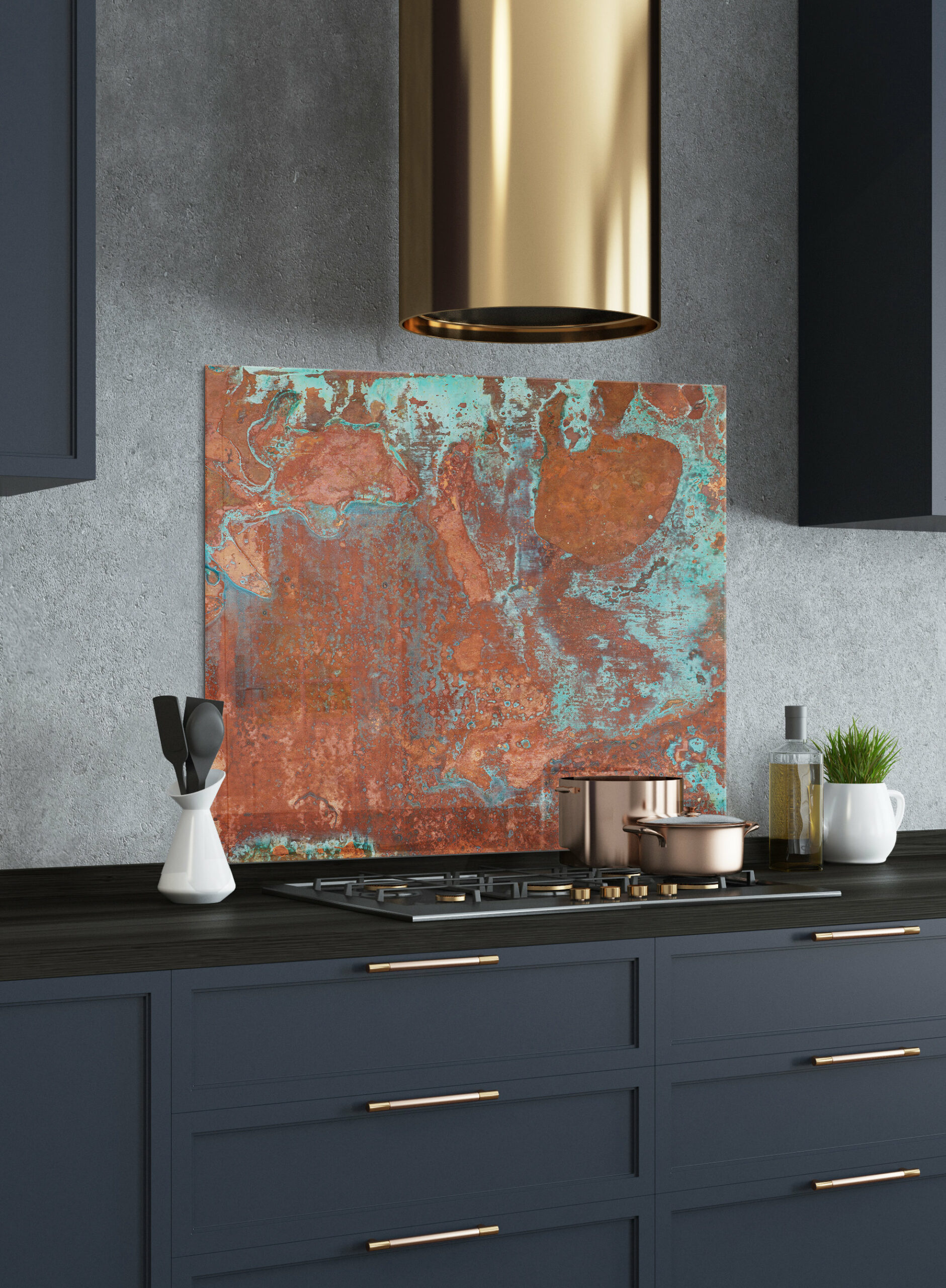 Oxidised Copper Print Splashback | The Glass Warehouse
