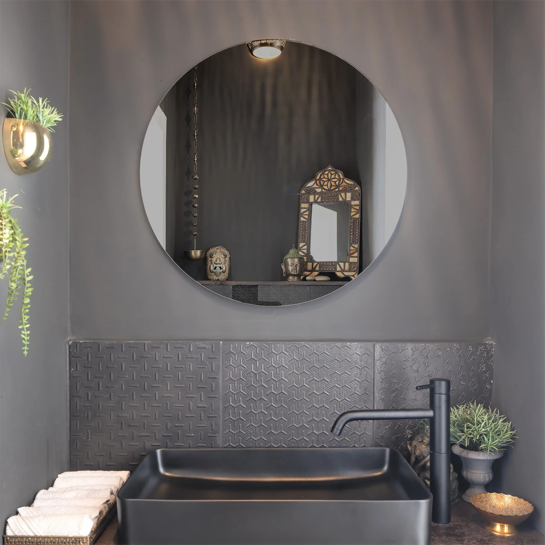 Grey Round Mirror | The Glass Warehouse