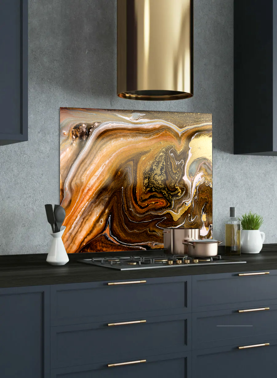 Gold Marble Printed Glass Splashback | The Glass Warehouse