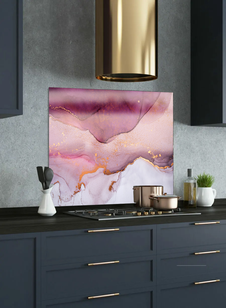 Pink Marble Printed Glass Splashback | The Glass Warehouse