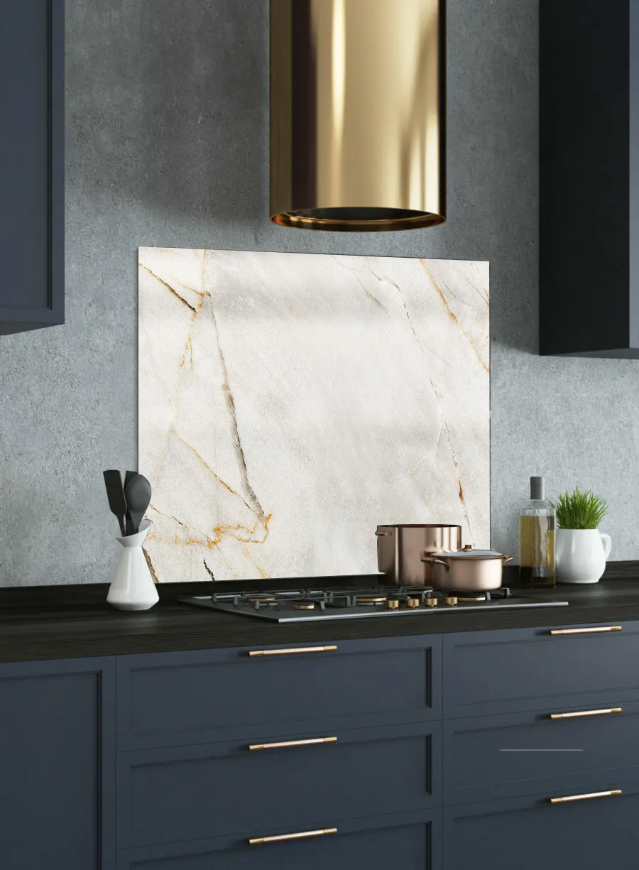 Natural Stone Marble Printed Glass Splashback | The Glass Warehouse
