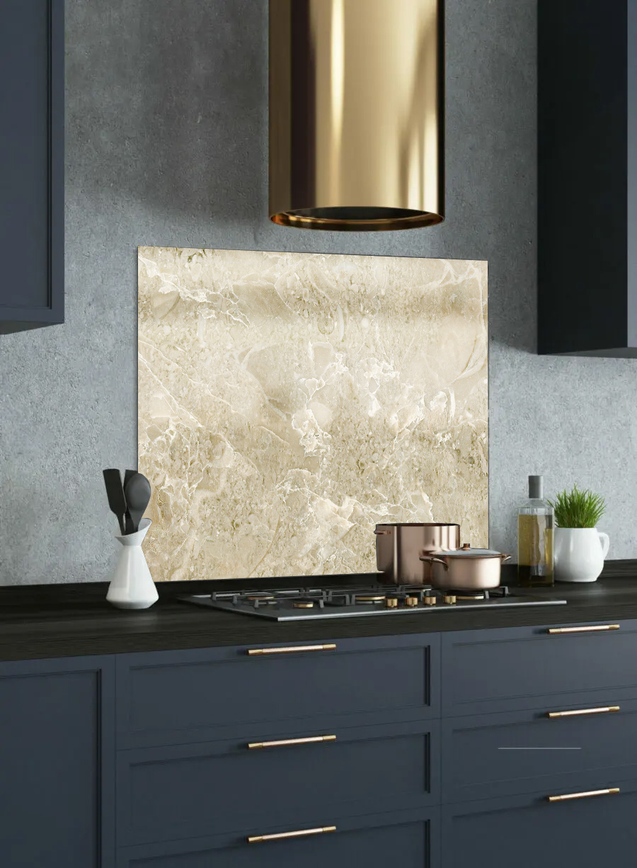 Sandy Marble Printed Glass Splashback | The Glass Warehouse